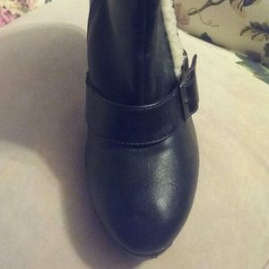 Target | Shoes | Target Black Boots With White Faux Fur | Poshmark